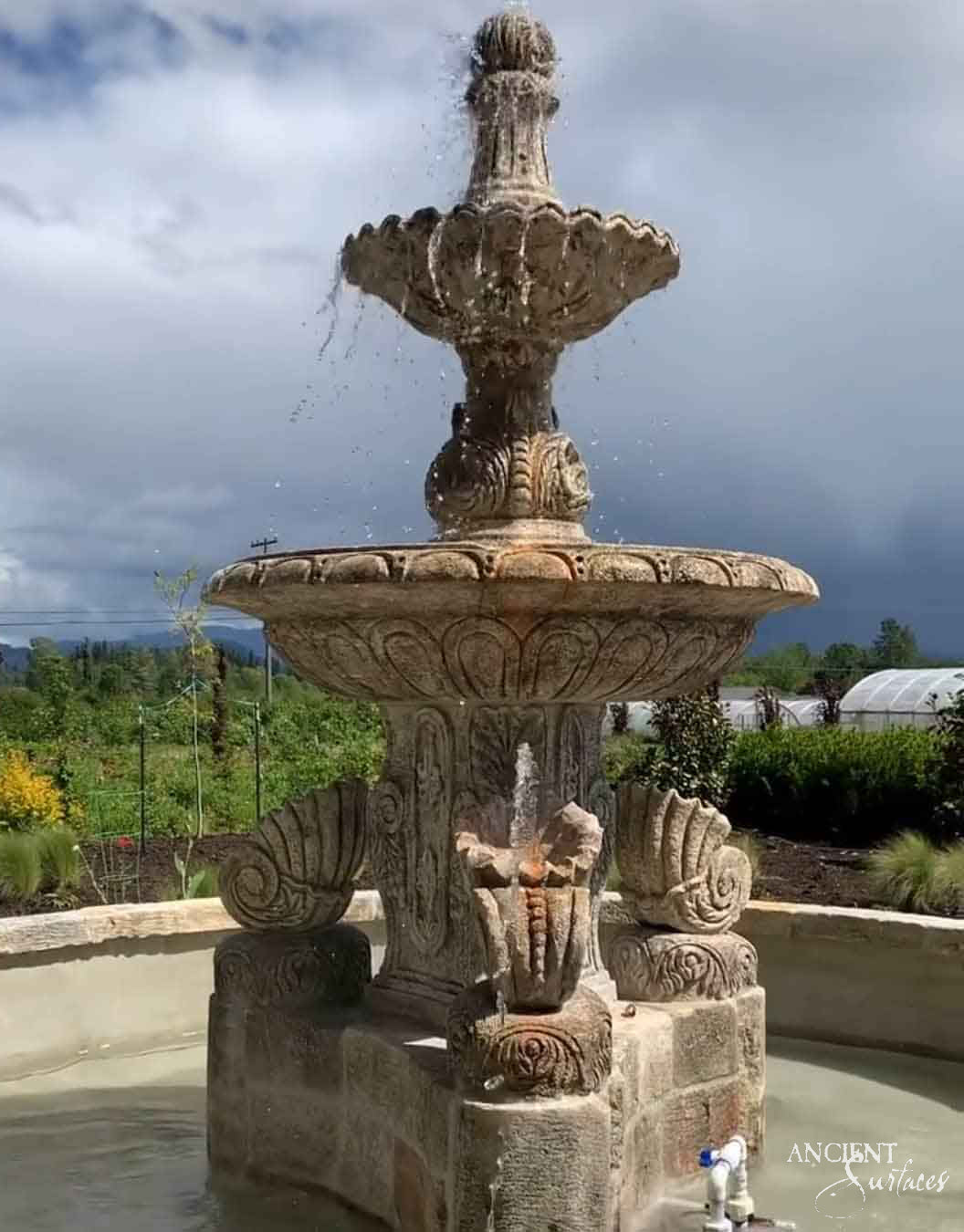 Ornate Baroque: Tiered Limestone Fountain in Full Splendor – Limestone ...